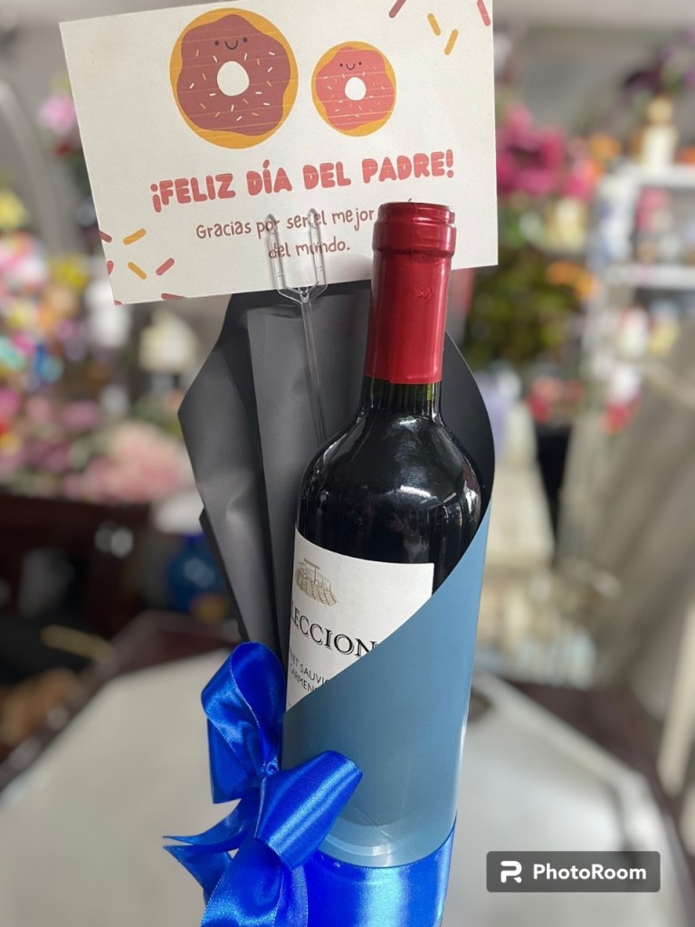 BOTELLA DE VINO CON LETRERO RF450 – Rincón Floral