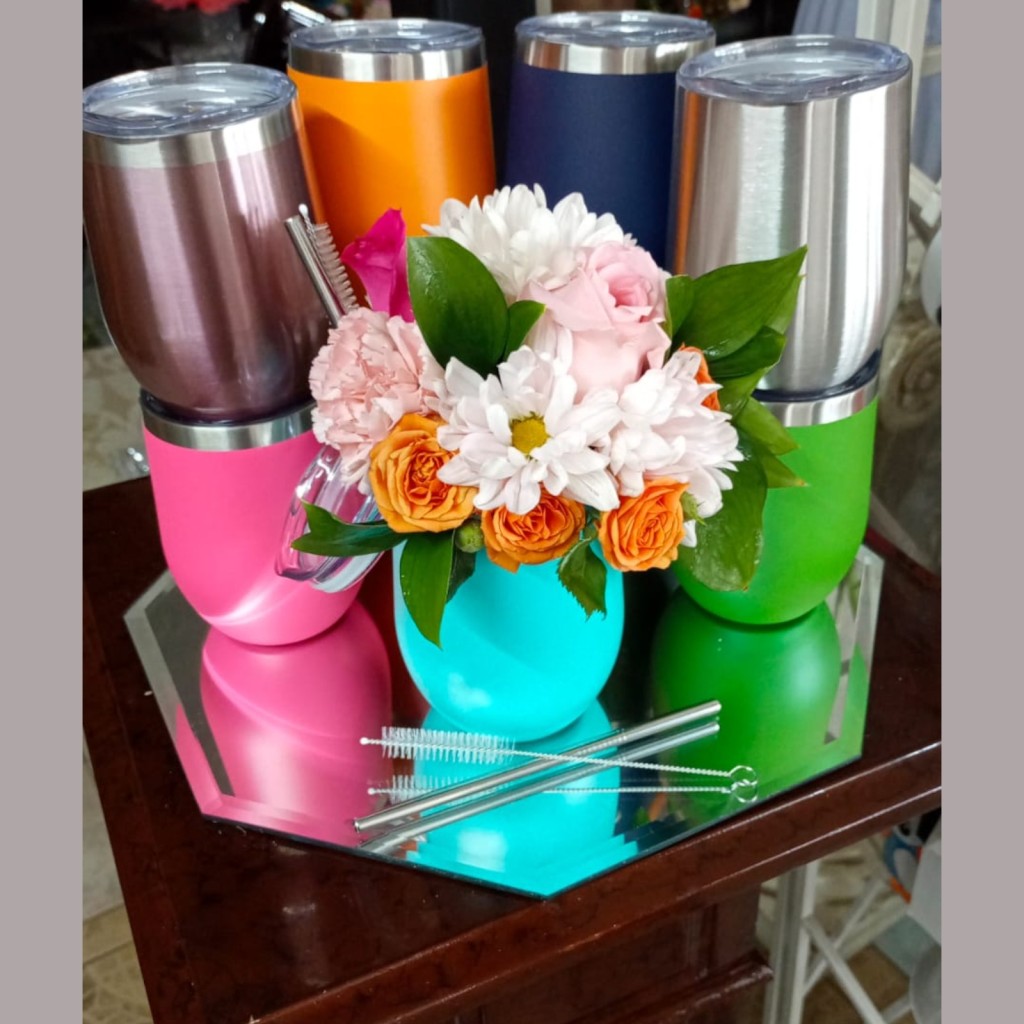 VASO TERMO CON FLORES RF983 – Rincón Floral
